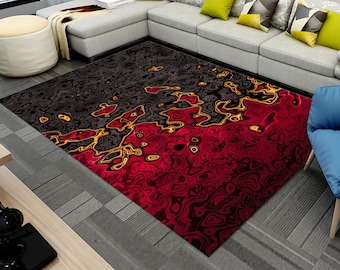 Red and Black Bedroom Rug - Etsy