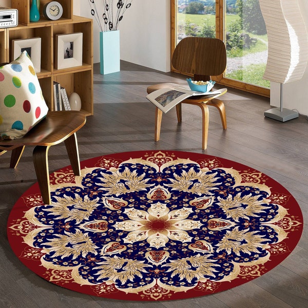 Blue Round Rug - Etsy