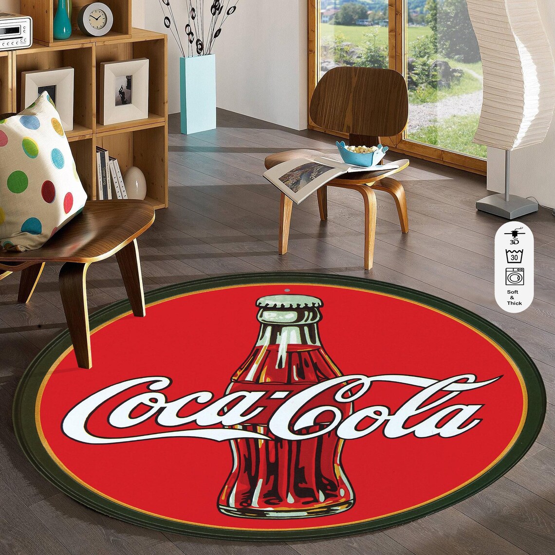 Coca-cola Round Rug: Retro Coke Design, Soft Velvet, Area Rug, Living ...