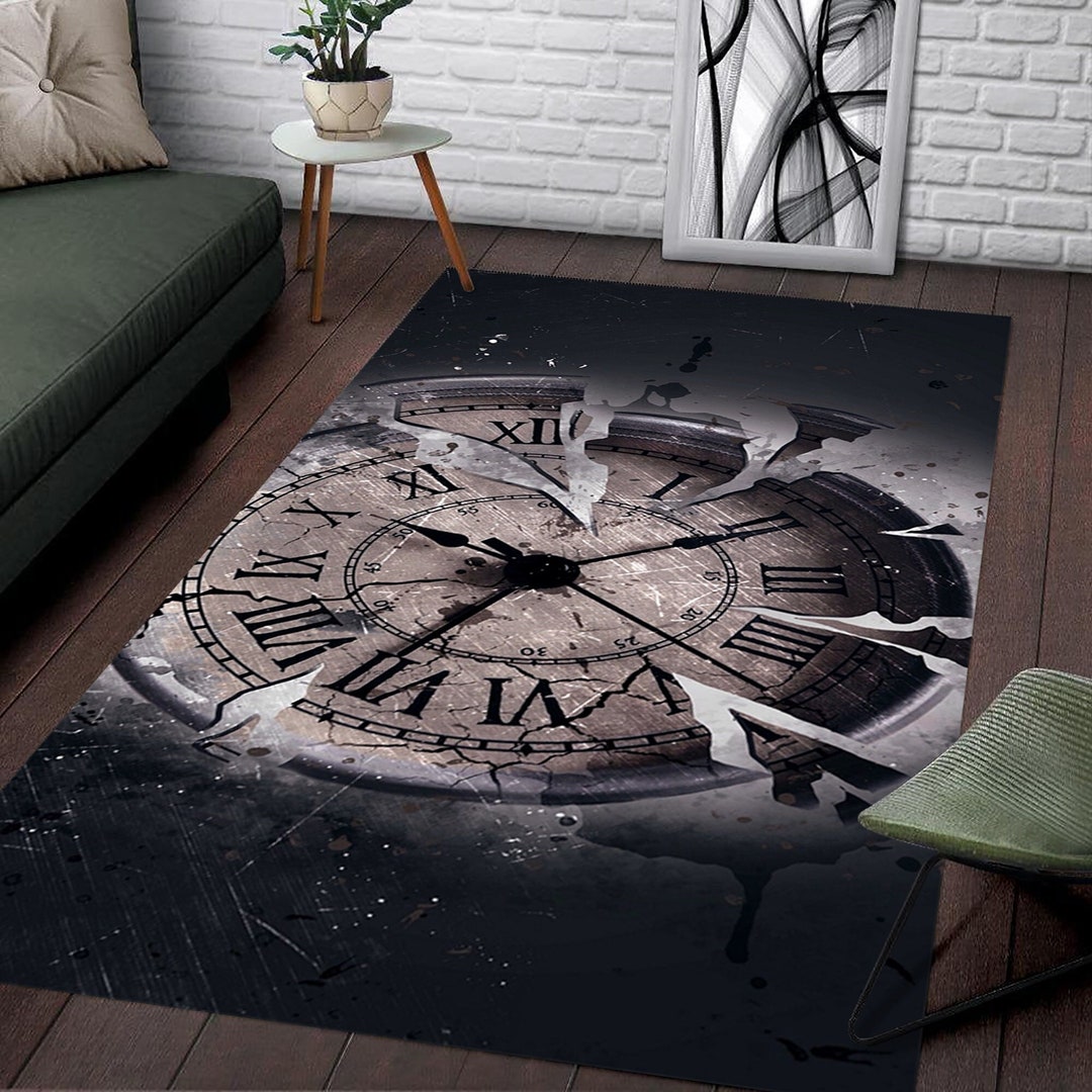 Clock Rug, Aesthetic Rug, Modern Rug, Colorful Rug, Home Decor, Carpet ...