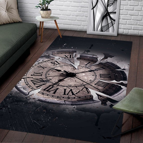 Clock Rug Aesthetic Rug Modern Rug Colorful Rug Home - Etsy