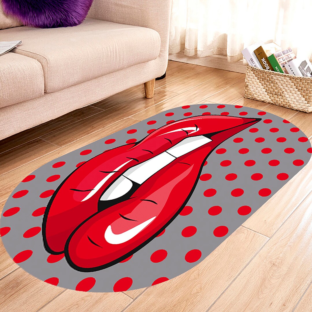 Red Lip Rug,lip Rug,oval Rug,aesthetic Rug,rugs for Living Room,home ...