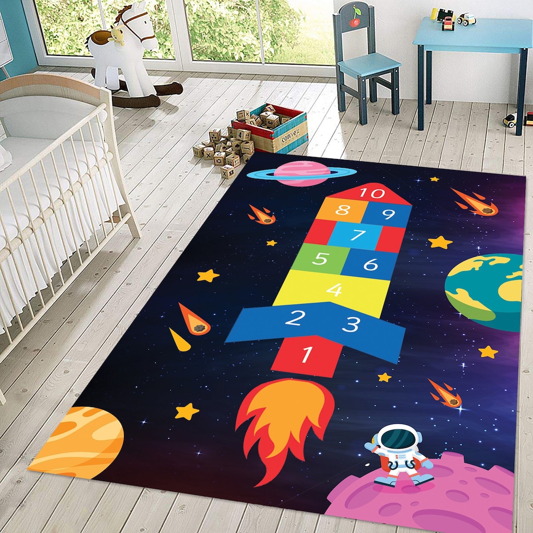 Space Rug,washable Rugs Rocket Rug, Planet Rug, Kids Rug, Kids Rug for ...