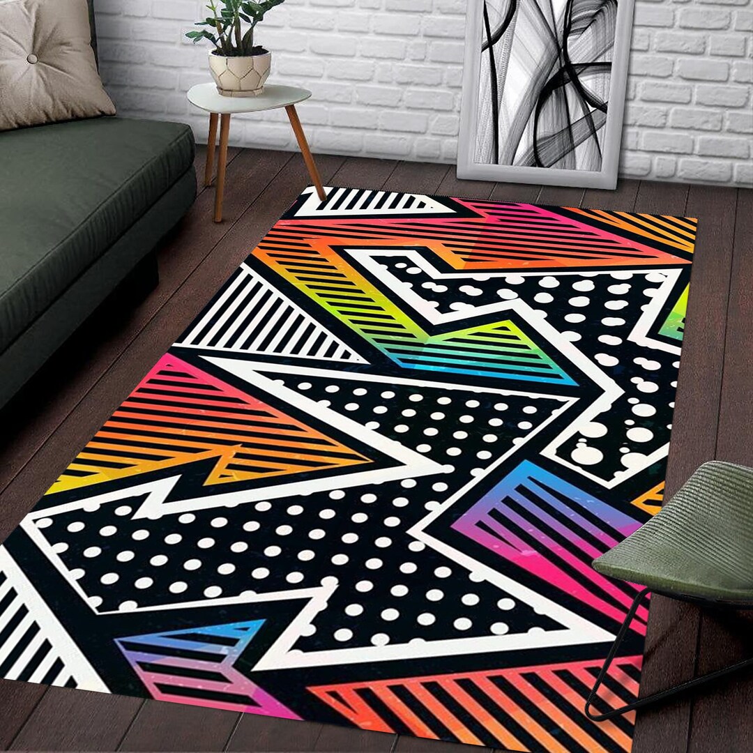 Colorful Geometric Rug: Modern Art Deco Home Decor - Etsy