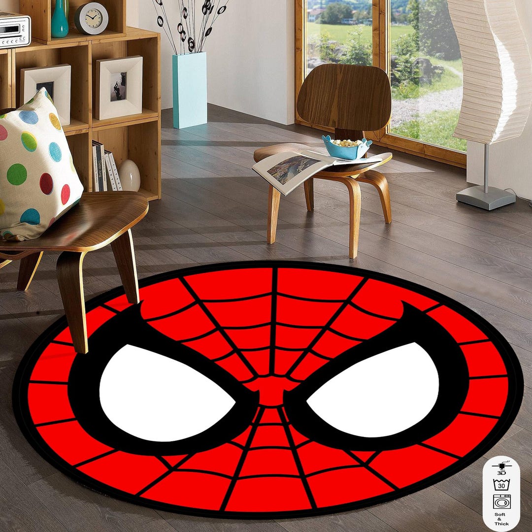 Spiderman Rug: Round Avengers Kids Room Mat, Superhero Carpet, Kids ...
