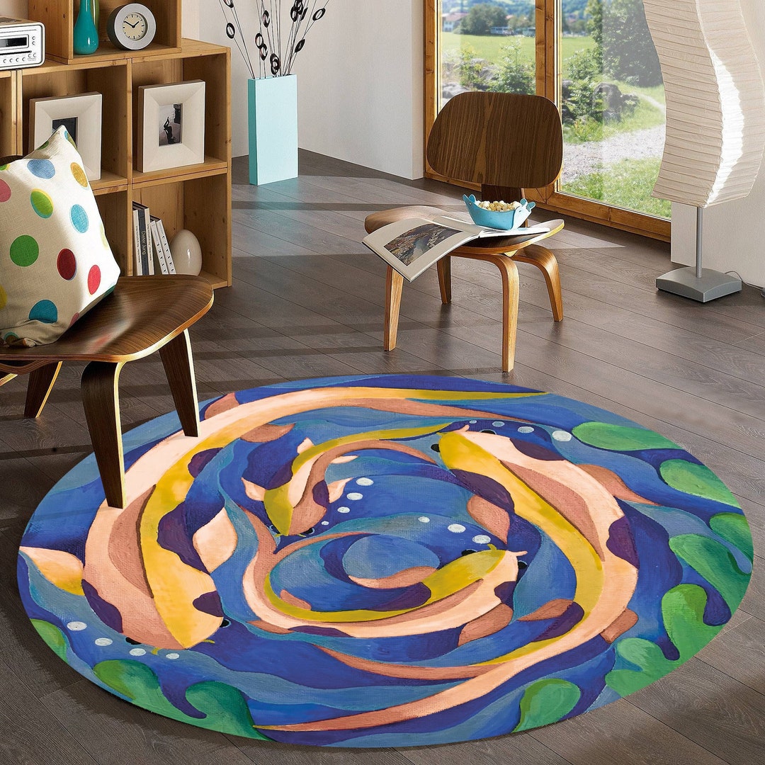 Drawing Rug, Aesthetic Rug, Modern Rug, Round Rug, Home Decor, Carpet ...