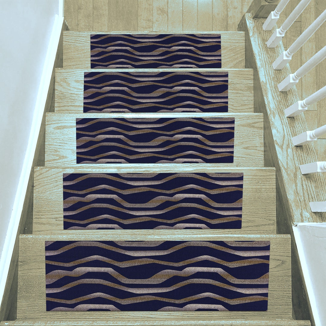 Abstract Wave Pattern Stair Treads: Custom Designer Stair Rug - Etsy