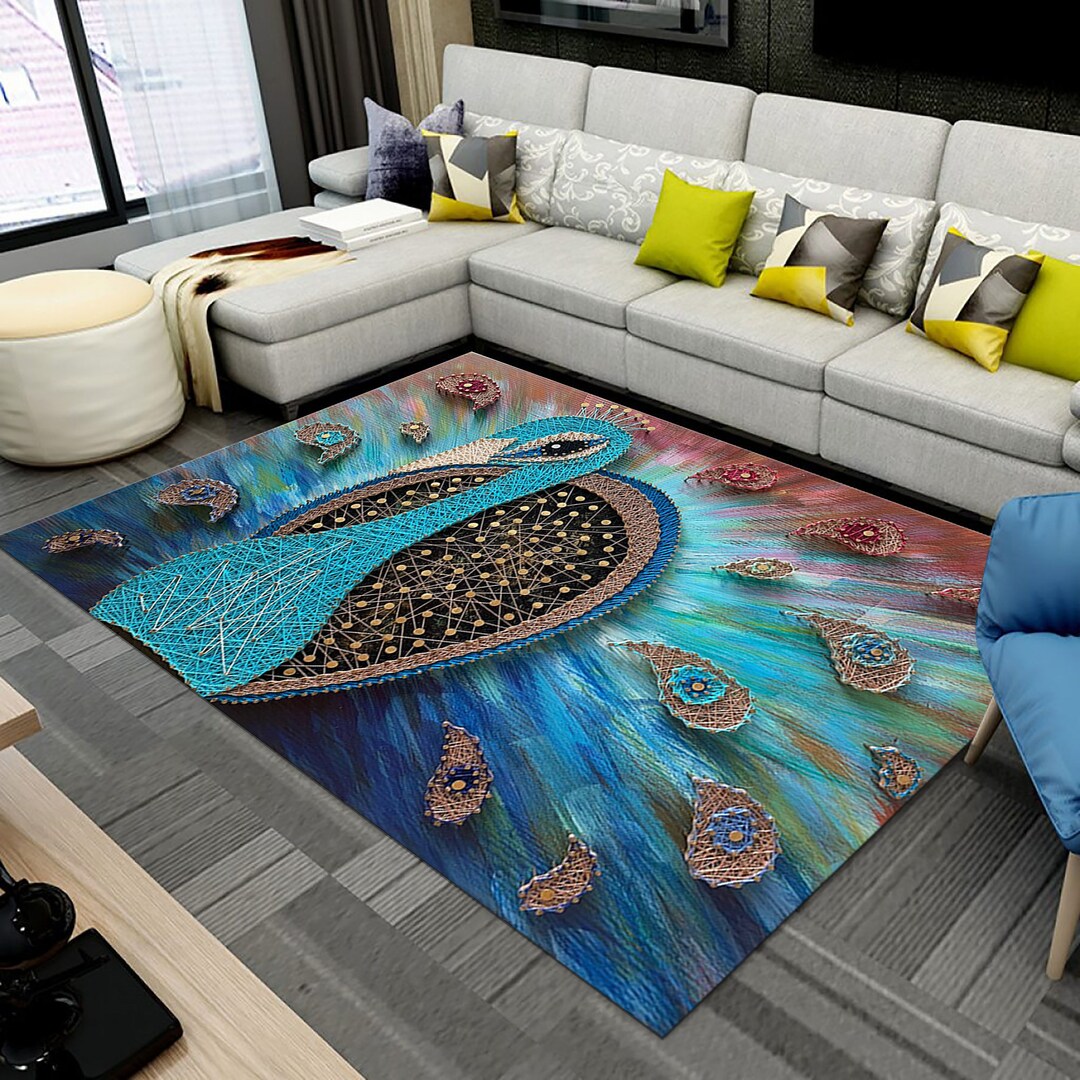 Peacock Rug, Bird Rug, Wild Animal Rug, Rugs for Living Room, Modern ...