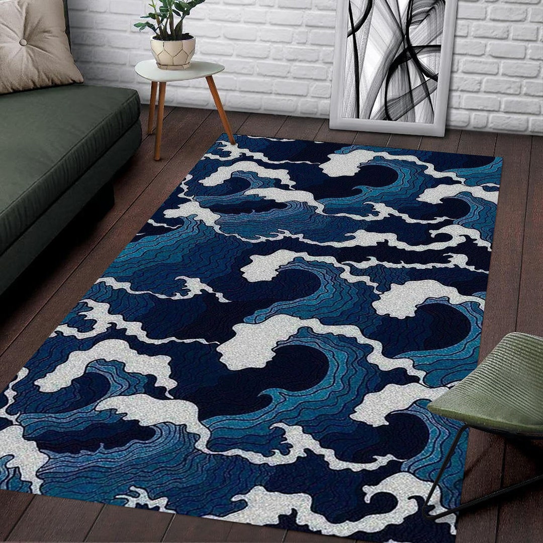 Great Wave Rug,japanese Rug,japanese Wave Rug,aesthetic Rug,home Decor ...