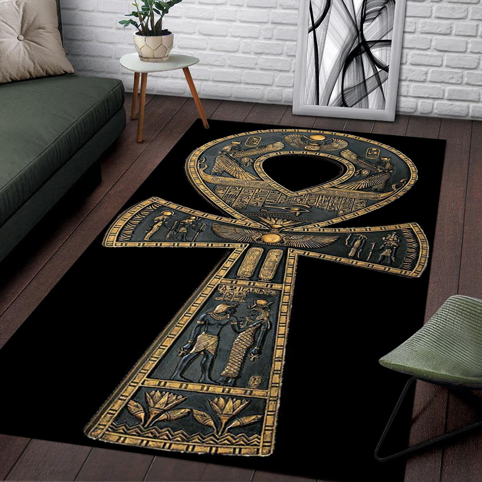 Egyptian Cross Rug Key of Life Rug Ethnic Rug Colorful Rug - Etsy