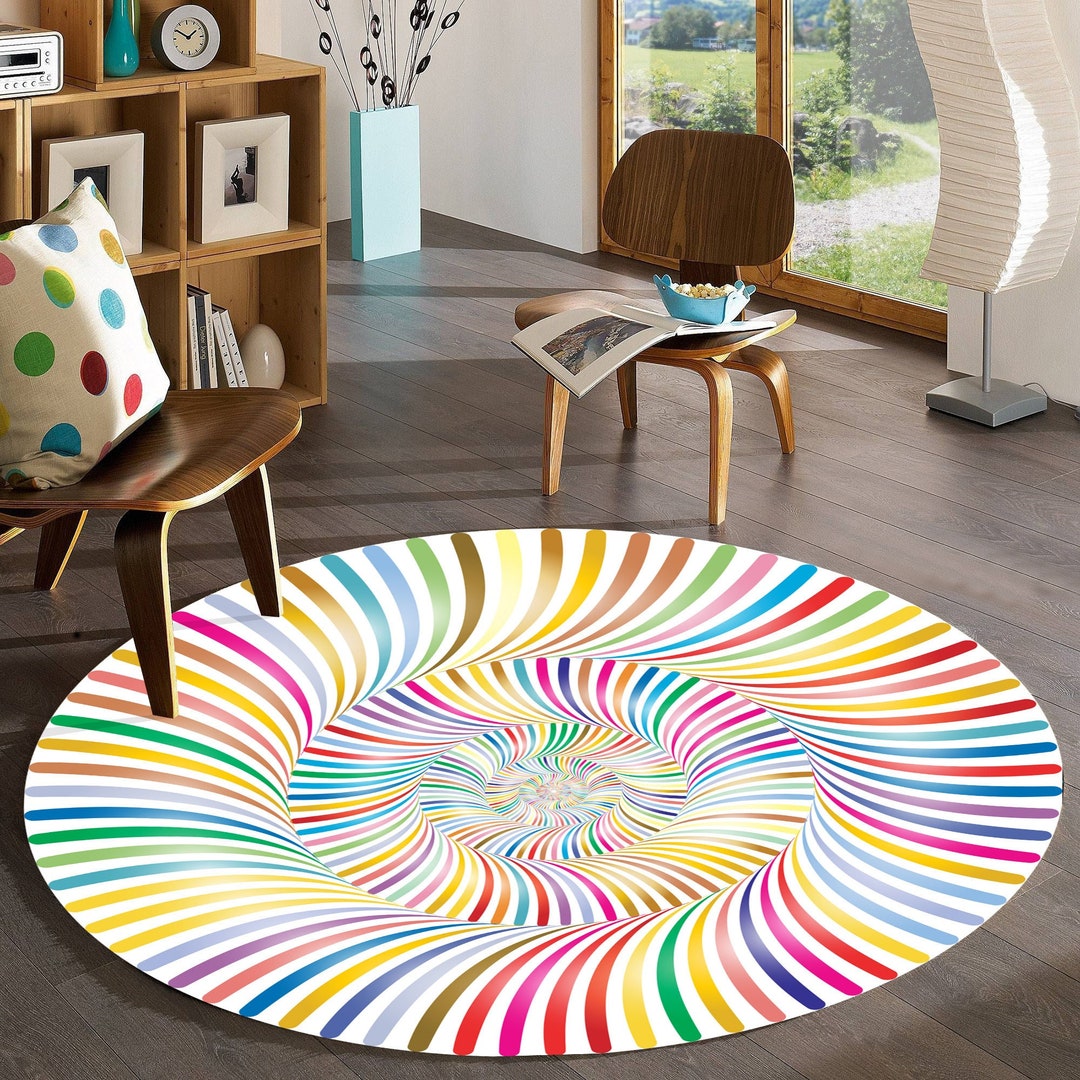 Vortex Rug, Soft Rug, Colorful Round Rug, Abstract Circle Rug, Modern ...