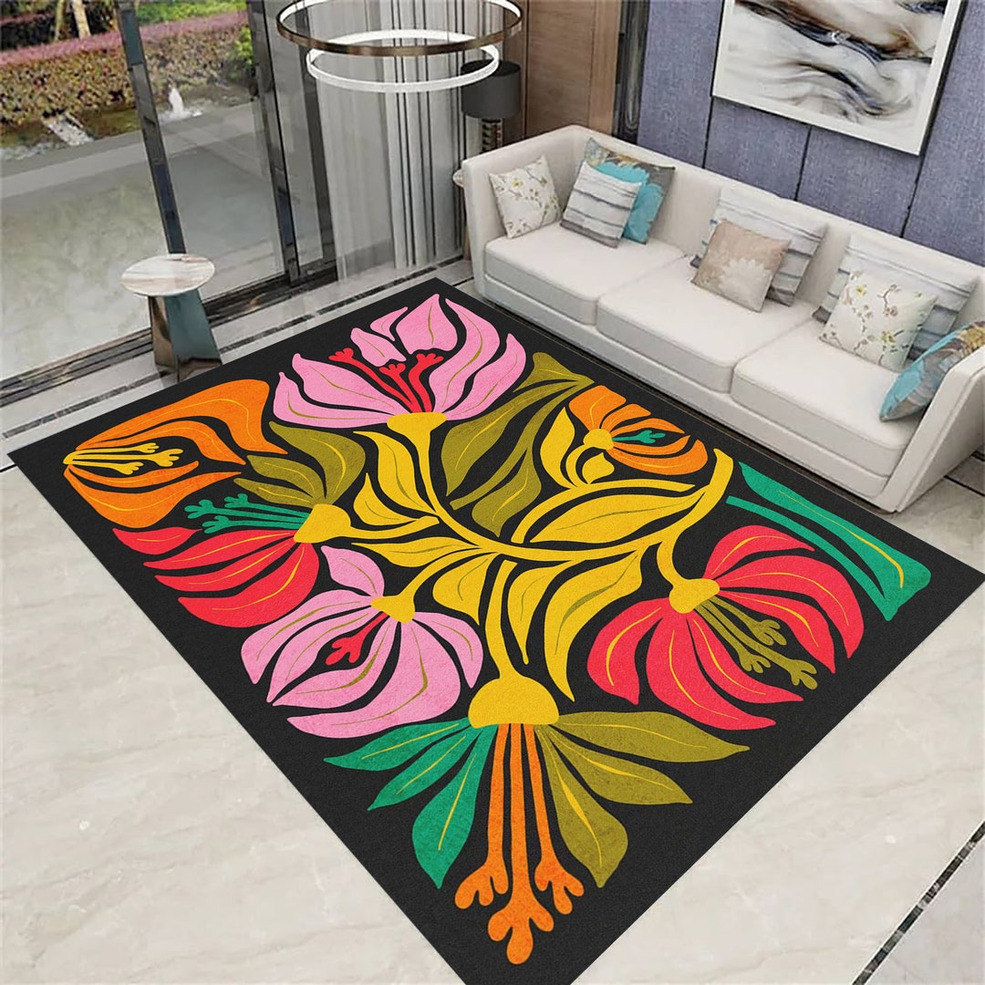 Floral Rug,indian Rug,floral Embroidery,aesthetic Home Decor,flower ...