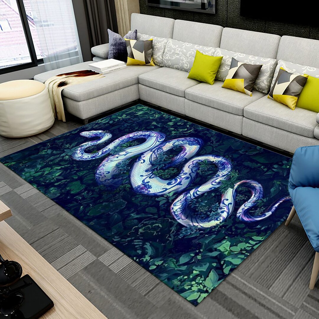 Snake in Floral Rug, Snake Rug, Animal Rug, Colorful Rug, Home Decor ...