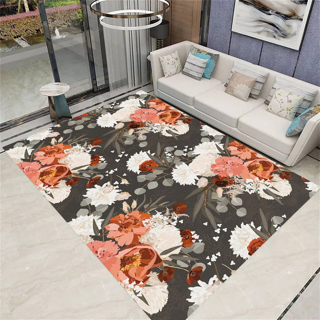 Floral Embroidery,aesthetic Home Decor,flower Meadow Rug,floral Carpet ...