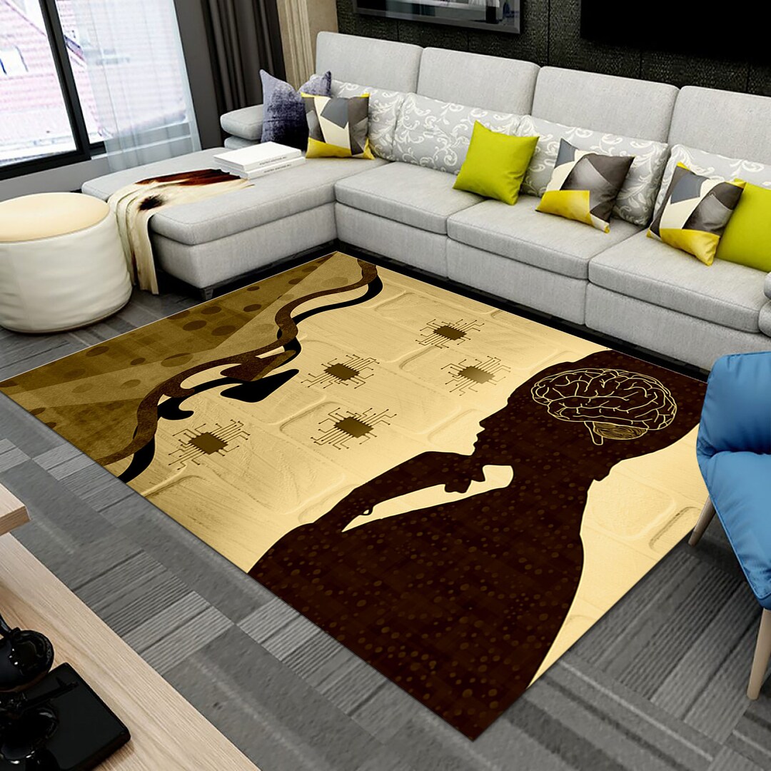 Brain Silhouette Rug: Colorful Home Decor Carpet - Etsy