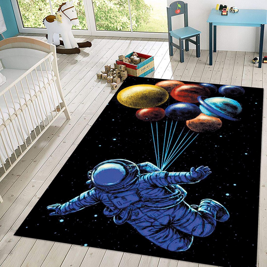 Astronaut Rug, Space Rug, Kids Rug, Kids Rug for Playroom, Kids Rug for ...