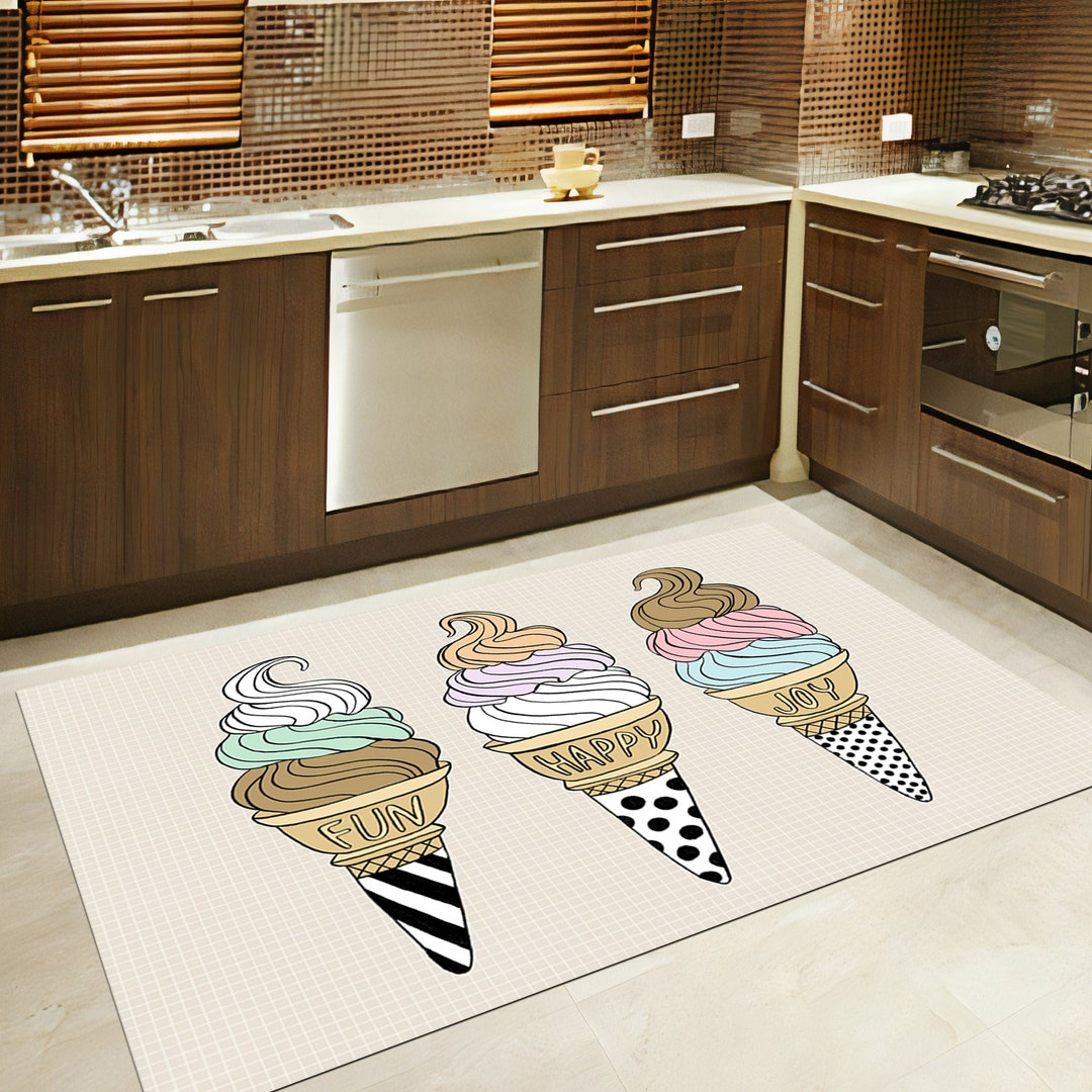 Ice Cream Rug, Kitchen Rug, Colorful Rug, Durable Rug, Rug Runner, Ice ...