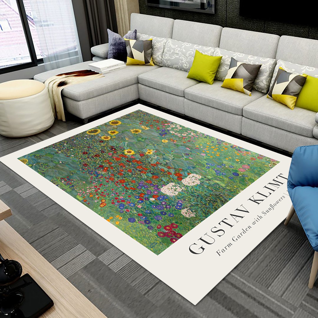Gustav Klimt Floral Area Rug, Non-slip Carpet - Etsy