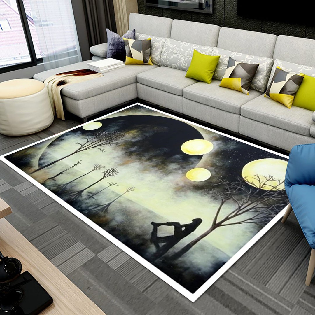 Planets and Moons Rug: Fantasy Night Scene Carpet - Etsy
