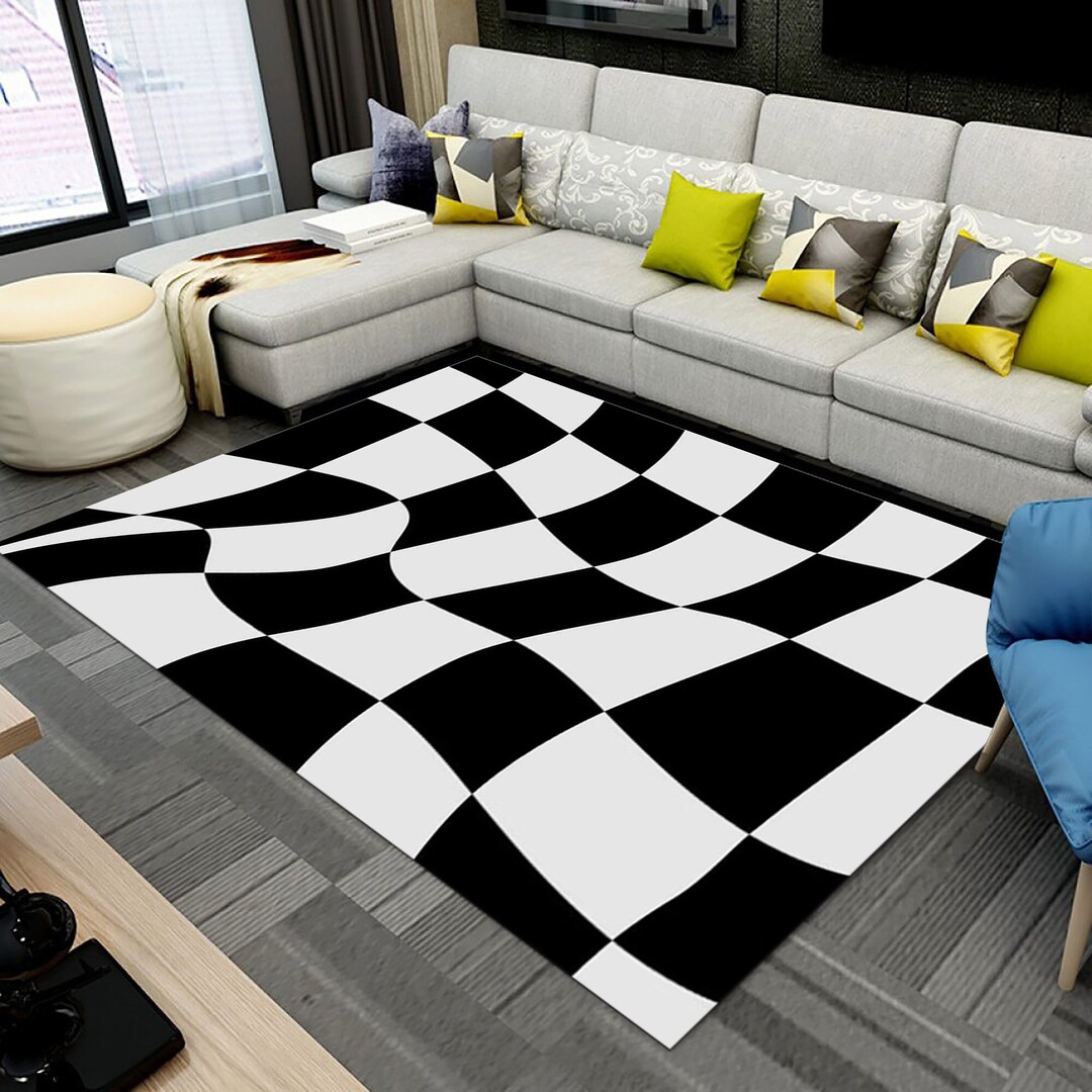 Chessboard Rug, Modern Rug, Illustration Rug, Colorful Rug, Home Decor ...