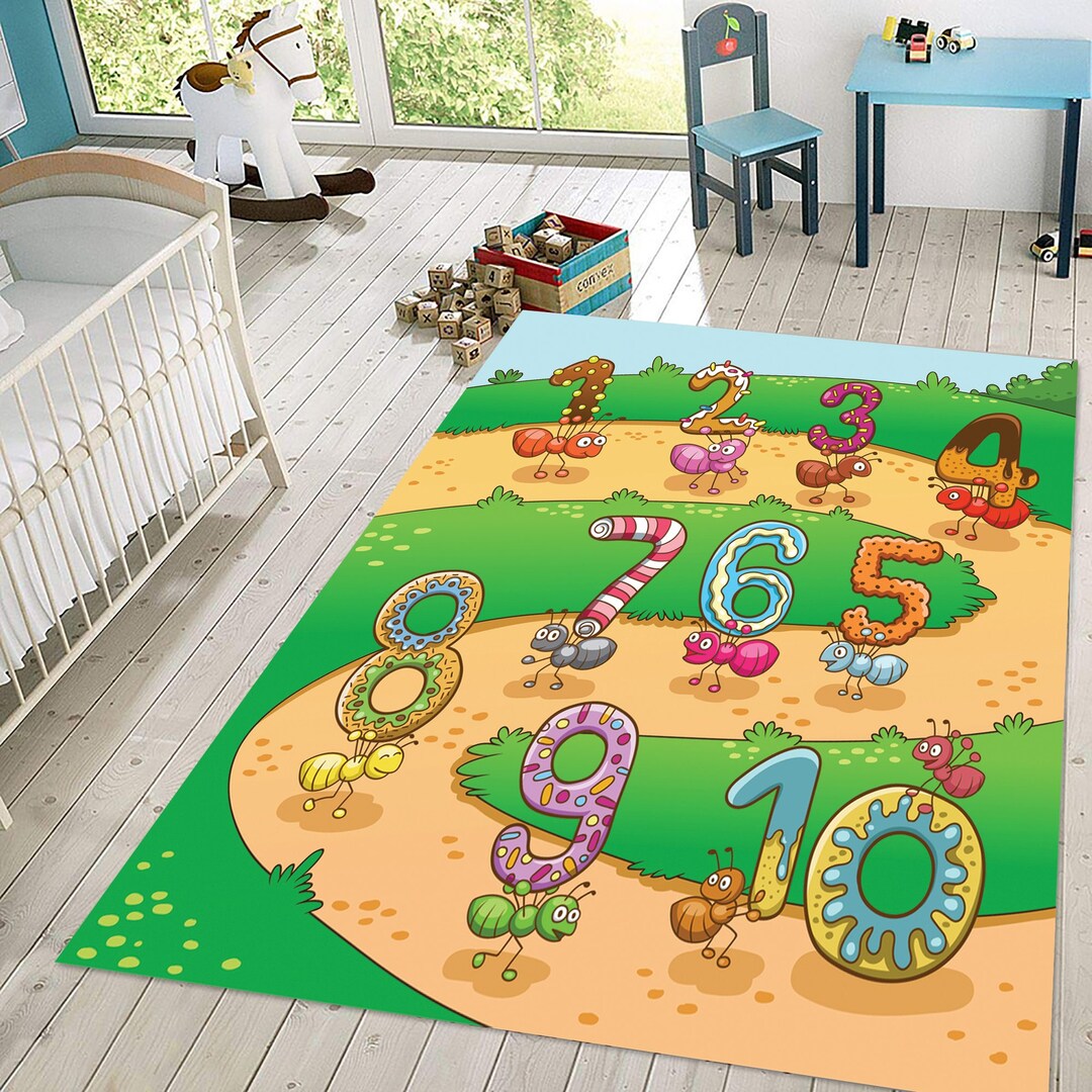 Kids Game Rug, Instructive Rug, Number Rug, Kids Rug, Kids Rug for ...
