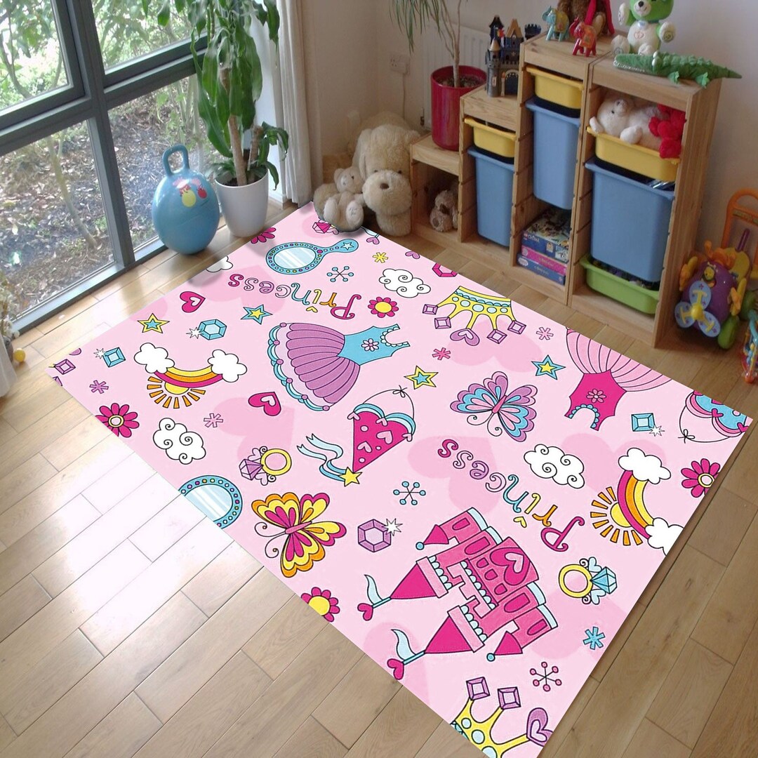 Pink Rug, Princess Carpet, Kids Rug, Kids Rug for Playroom, Kids Rug ...