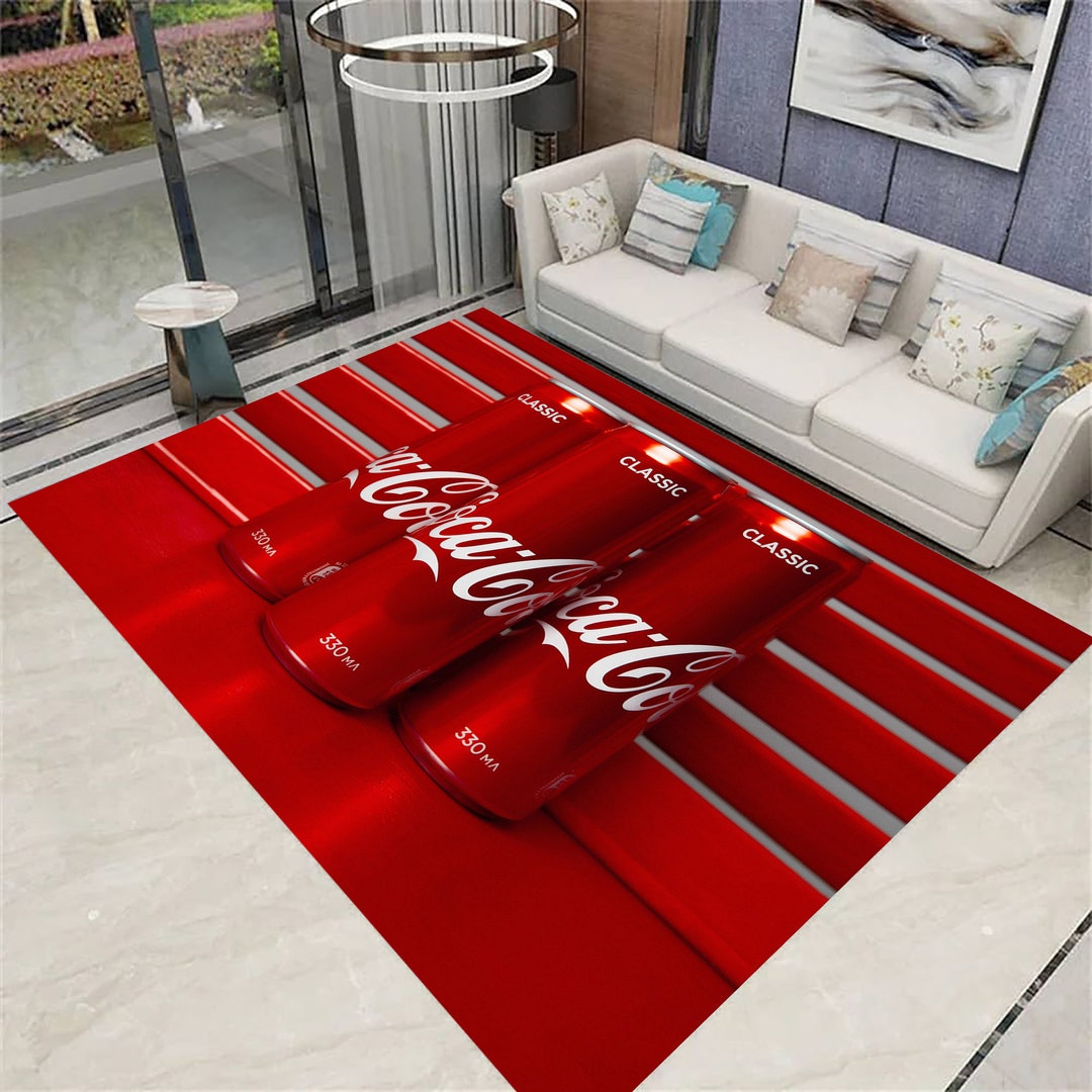 Coca Cola Bottle Pattern Rug: Red Living Room Runner, Area Rug, Living ...
