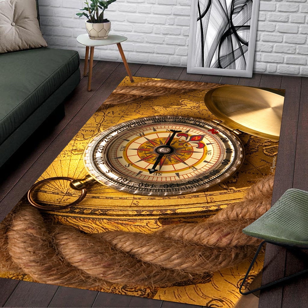 Compass Rose Rug: Modern Colorful Home Decor Carpet - Etsy