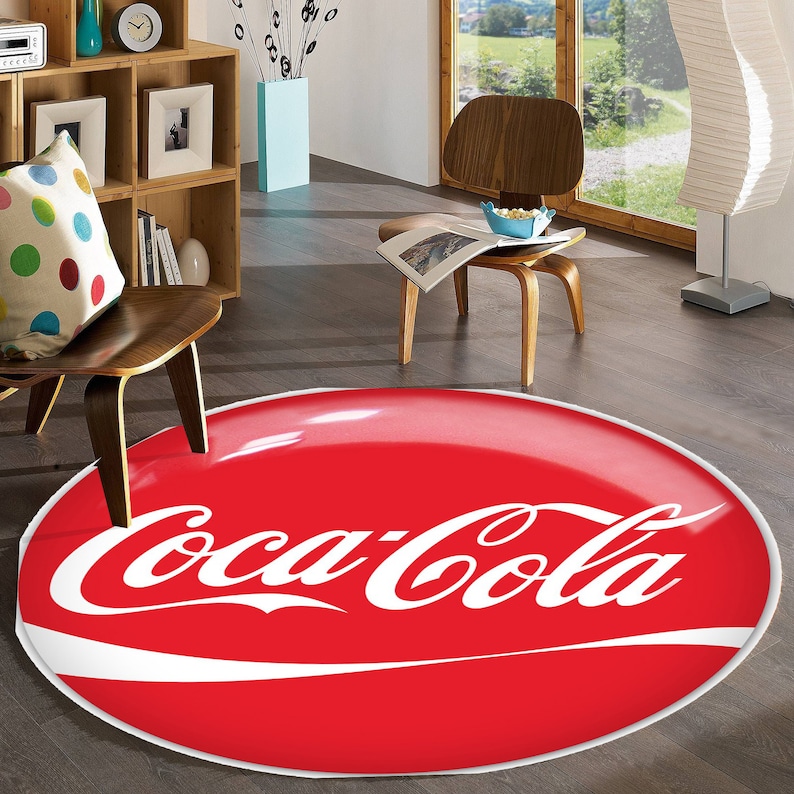 Coca Cola Round Rug: Retro Coke Bottle Pattern, Washable Area Rug, Area ...