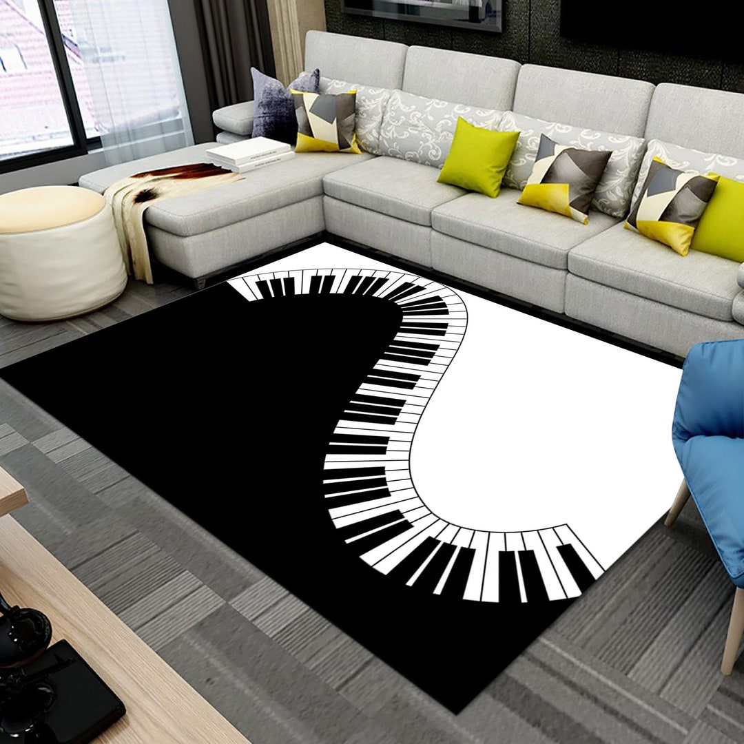 Personalized Piano Keys Printed Rug, Piano Rug, Music Room Rug ...