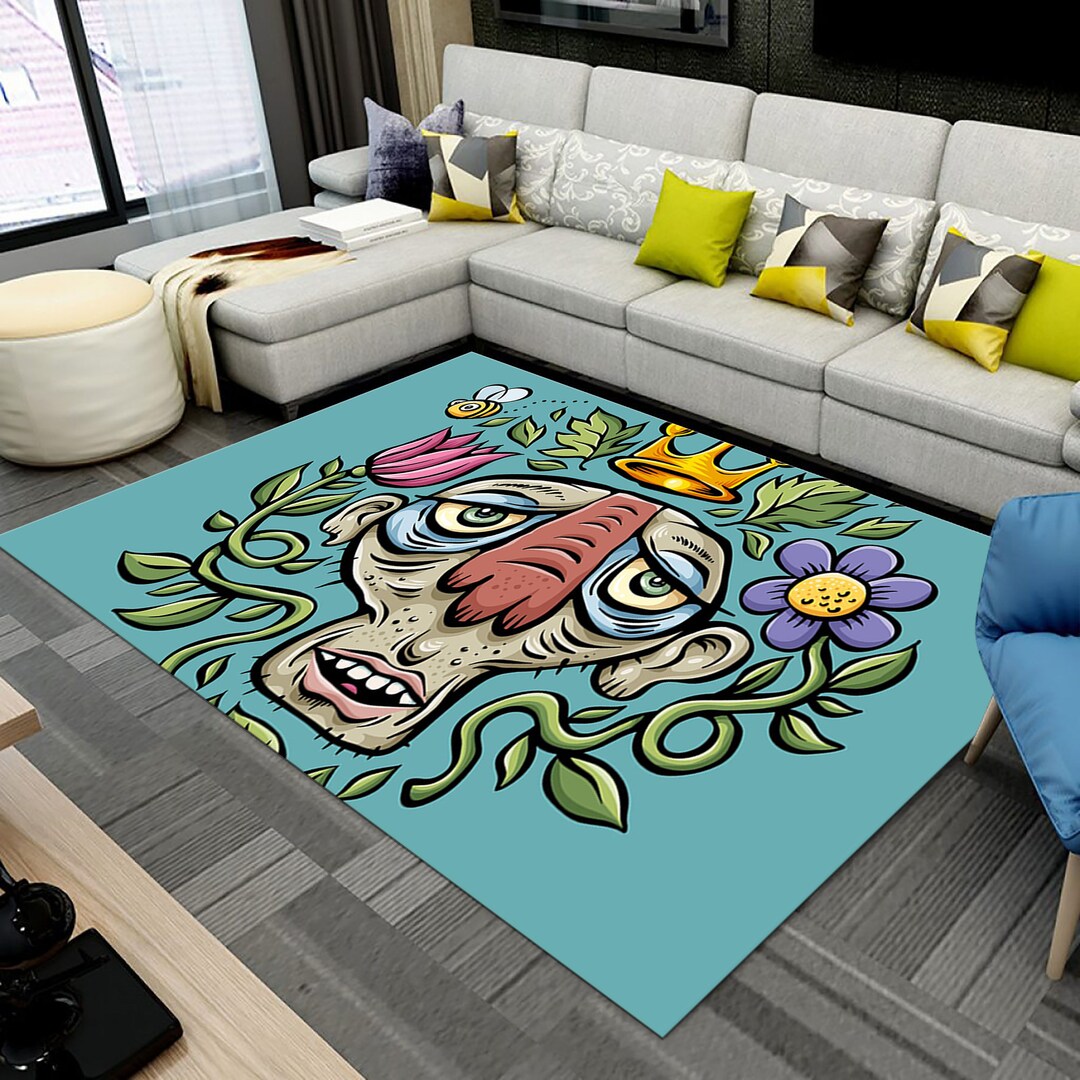 Modern Art Rug, Crown Rug, Bee Rug, Flower Rug, Colorful Rug, Home ...
