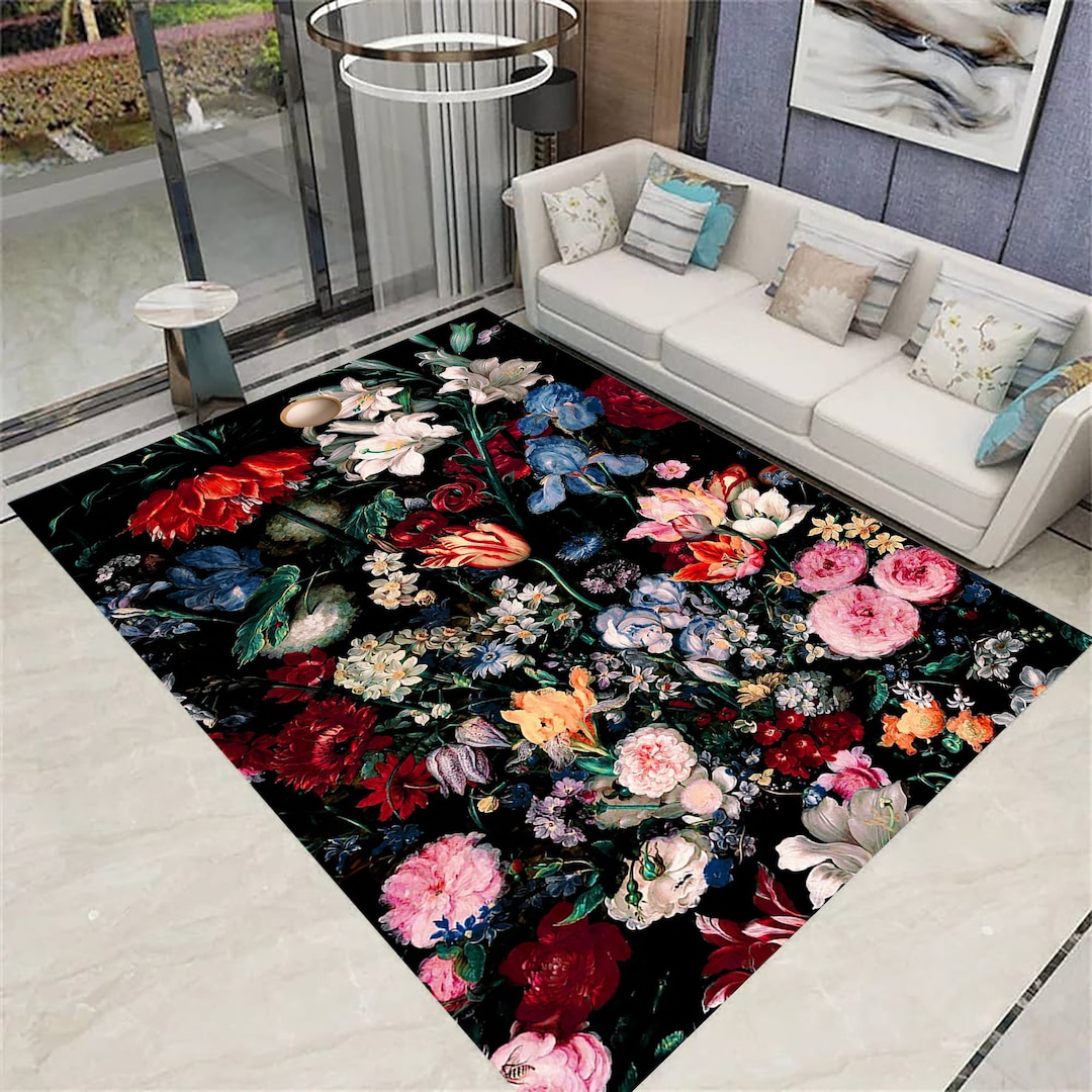 Aracelli Rug,floral Carpet,aesthetic Home Decor,flower Area Rug ...