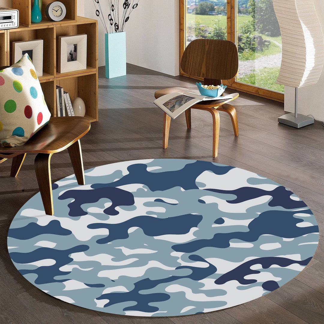 Camouflage Rug, Blue Rug, Round Rug, Home Decor, Carpet, Rugs for ...
