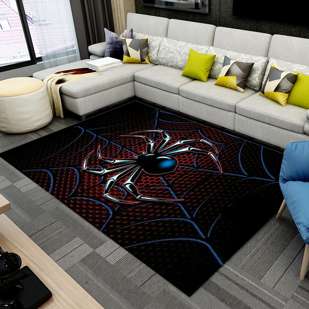 Black Spider Rug, Spider Web Rug, Colorful Rug, Home Decor, Carpet ...