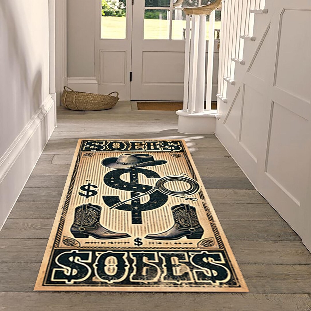 Cowboy Rug,cowboy Hat Rug,cowboy Boots Rug,dollar Runner Rug,hallway ...