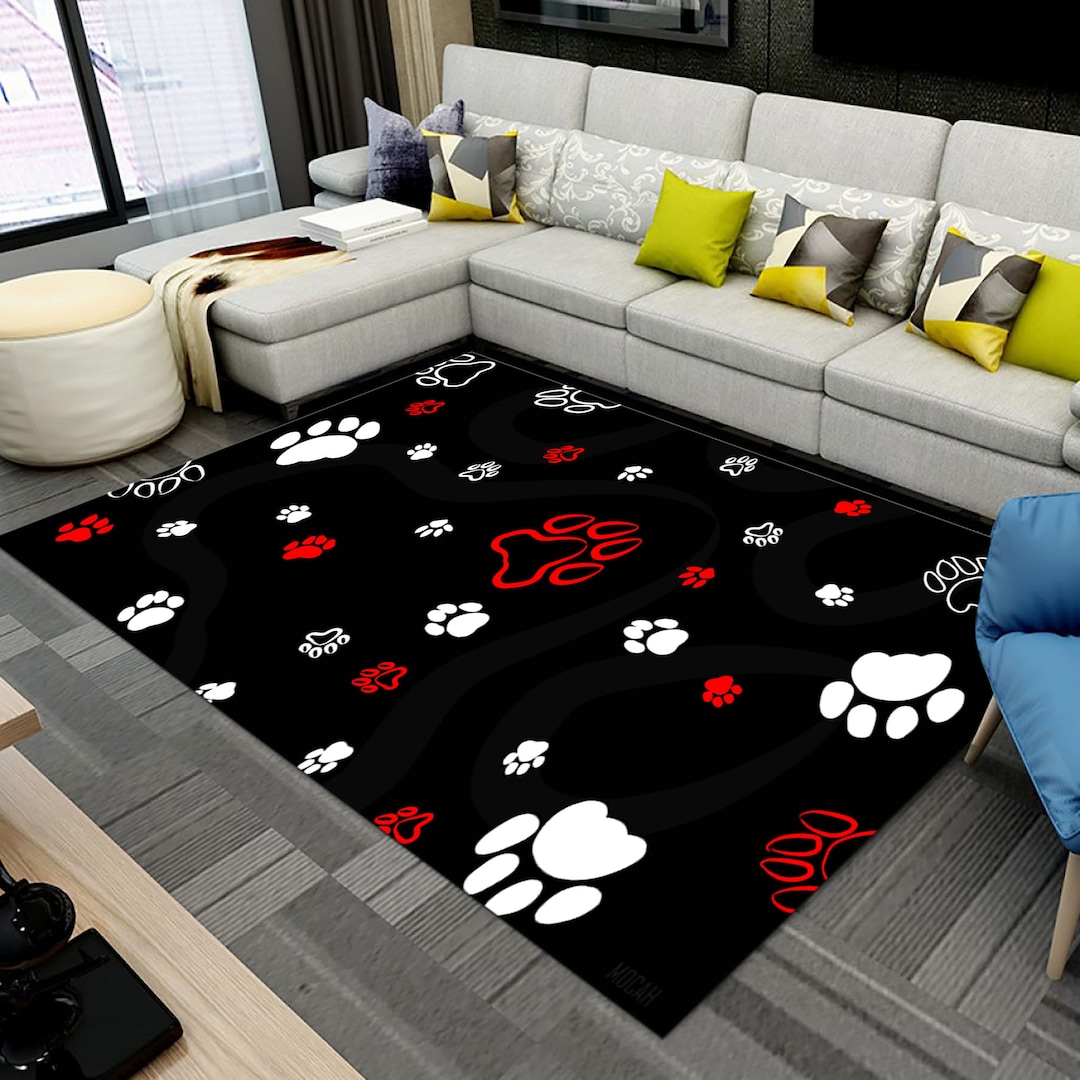 Paw Print Rug, Pet Print Rug, Animal Rug, Rugs for Living Room, Home ...