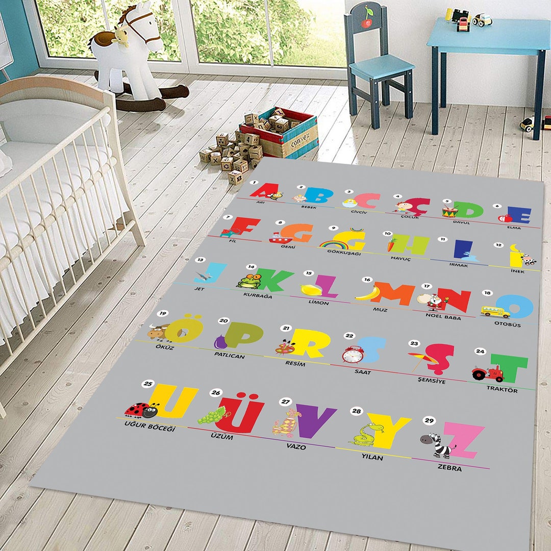 Alphabet Rug, Instructive Rug, Kids Rug, Kids Rug for Playroom, Kids ...