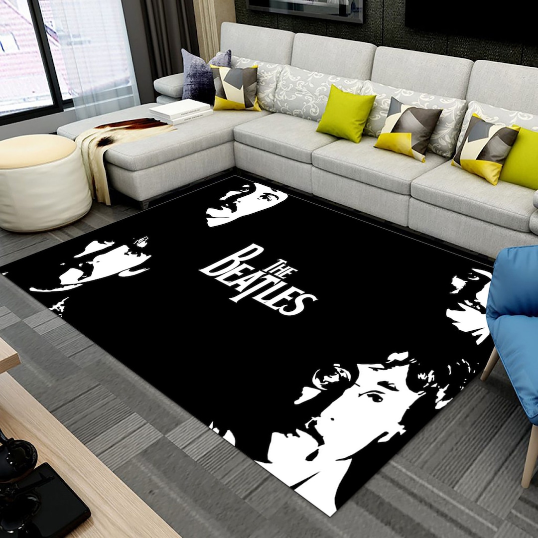 The Beatles Rug: Black Music Room Decor, Non-slip Area Rug - Etsy