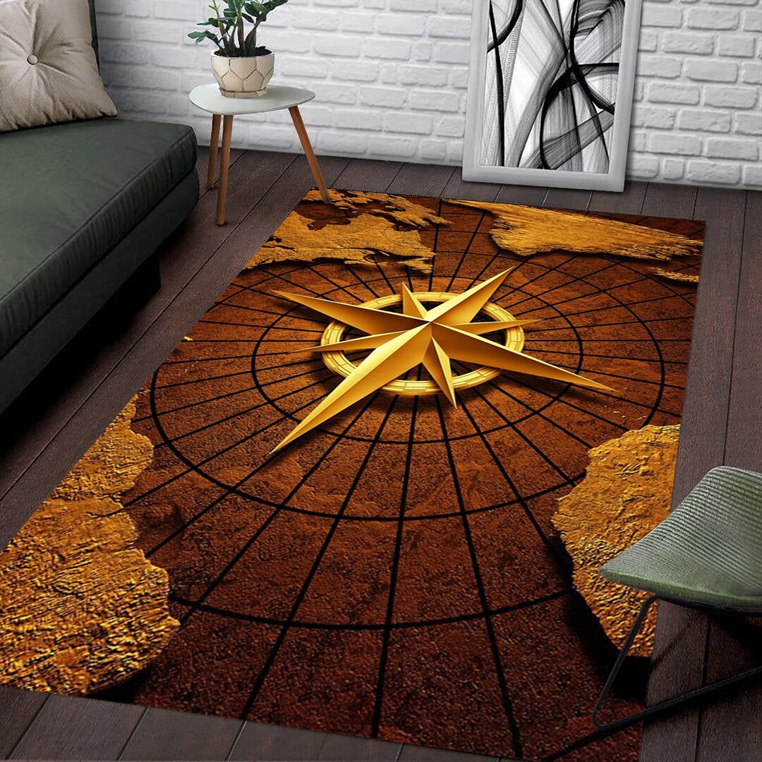 Compass Rose Rug: Modern Home Decor Carpet - Etsy