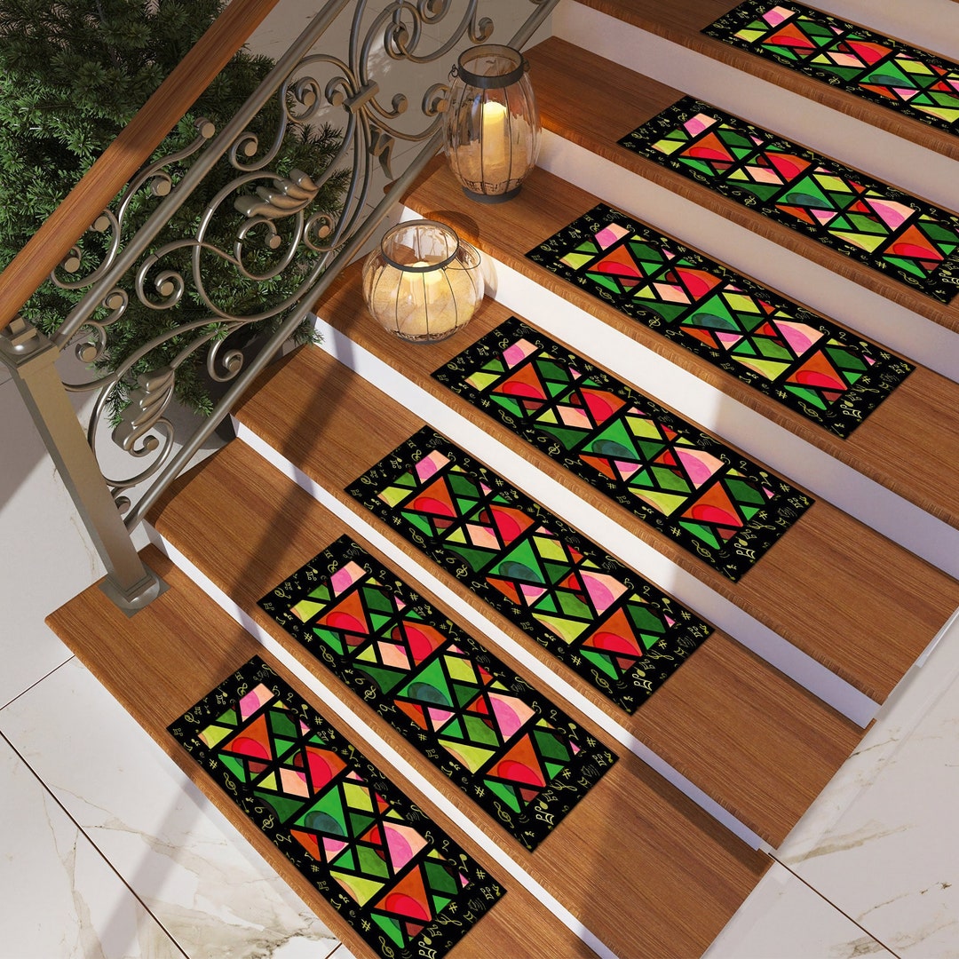 Stair Tread Rug, Colorful Stair Runner, Ethnic Stair Rug, Non Slip ...