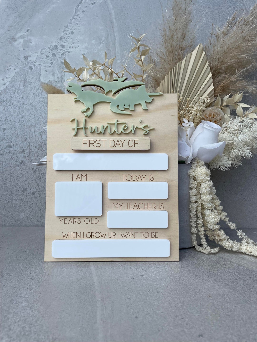 Personalised Dinosaur School Milestone Board | Back to School Board ...