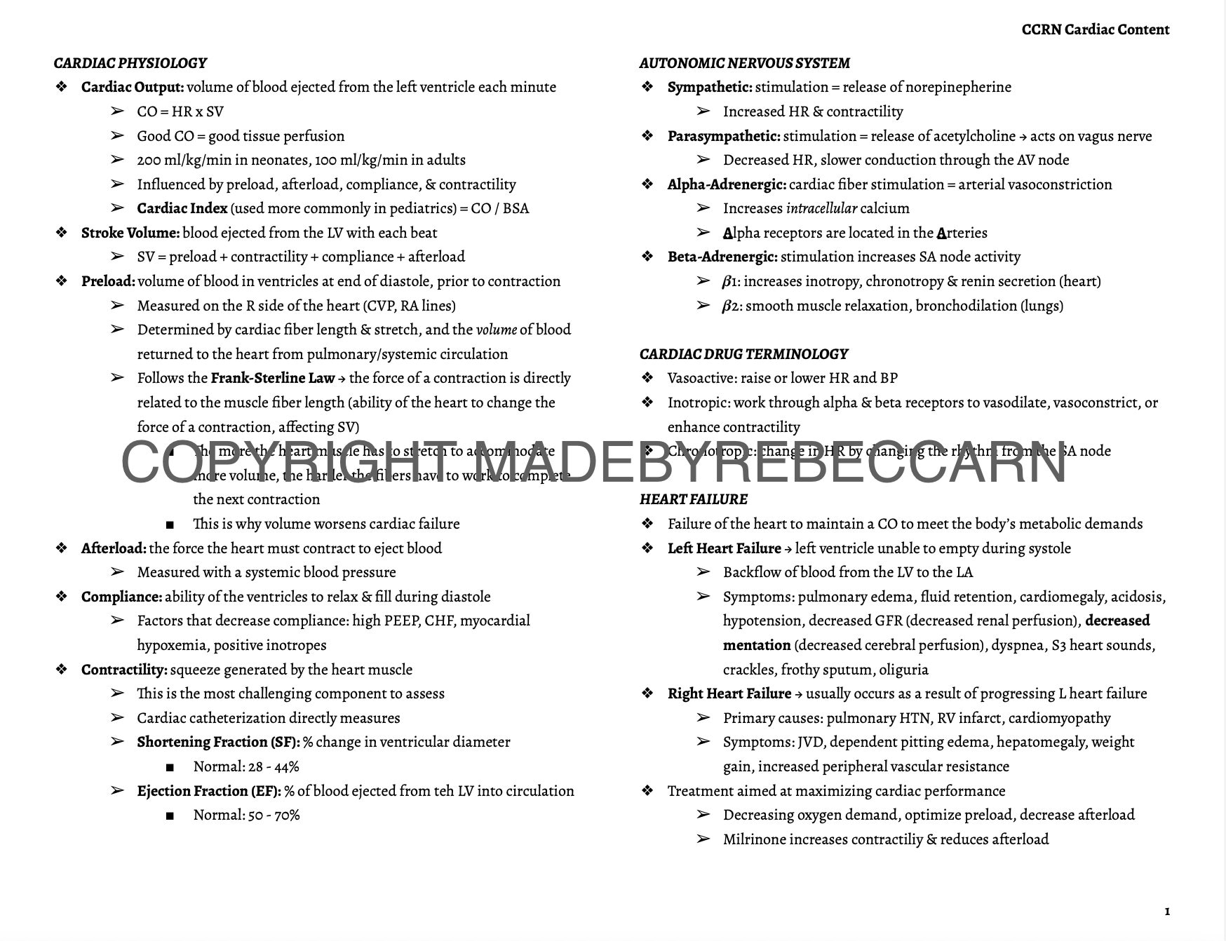 Pediatric CCRN - Cardiac Study Guide - Etsy