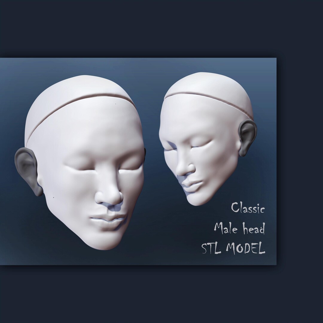 Masculine Sleep European Head — Realistic Modular BJD 3D Model for 32cm ...