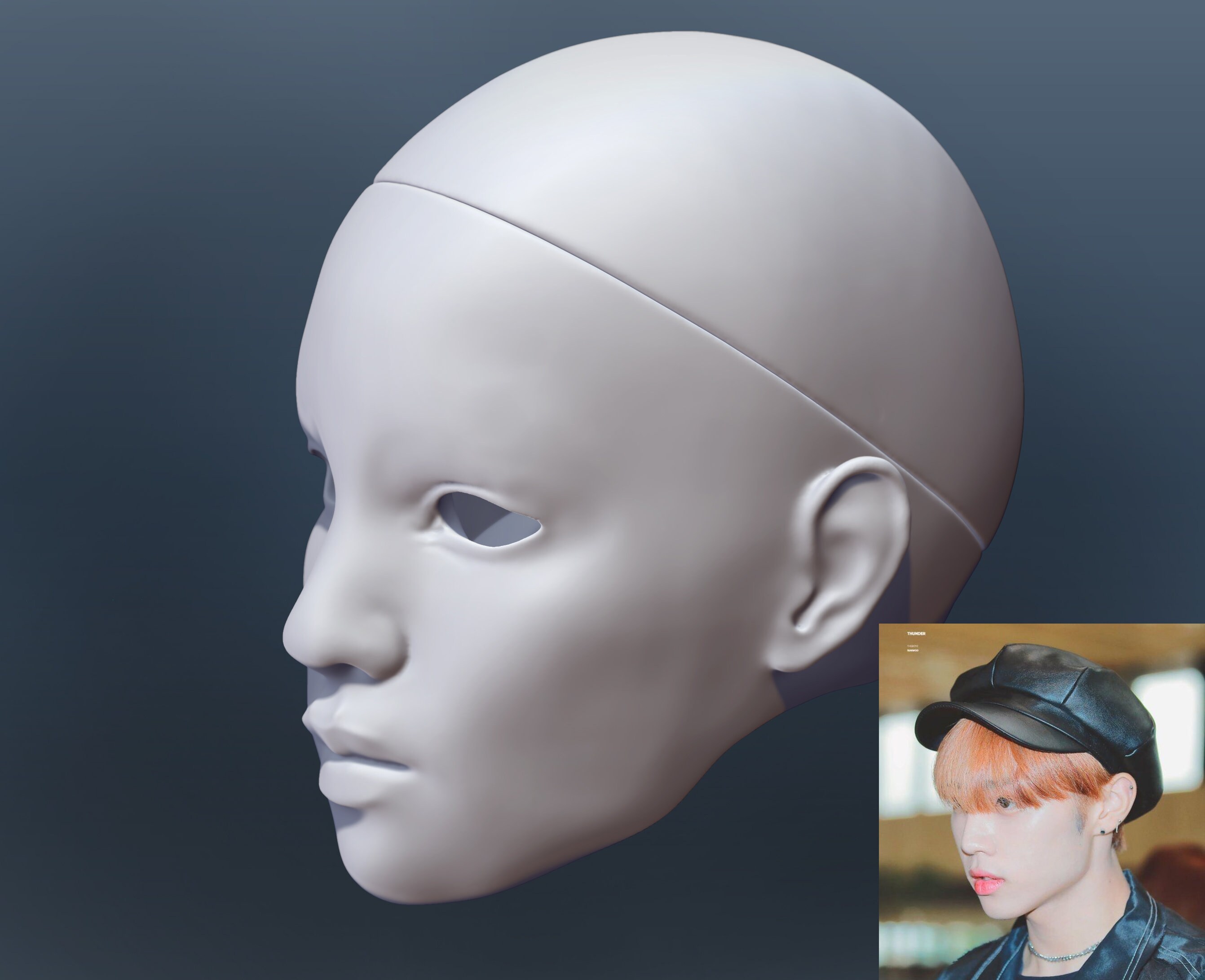 Asian Male Head — Realistic Modular BJD 3D Model for 32cm Dolls - Etsy