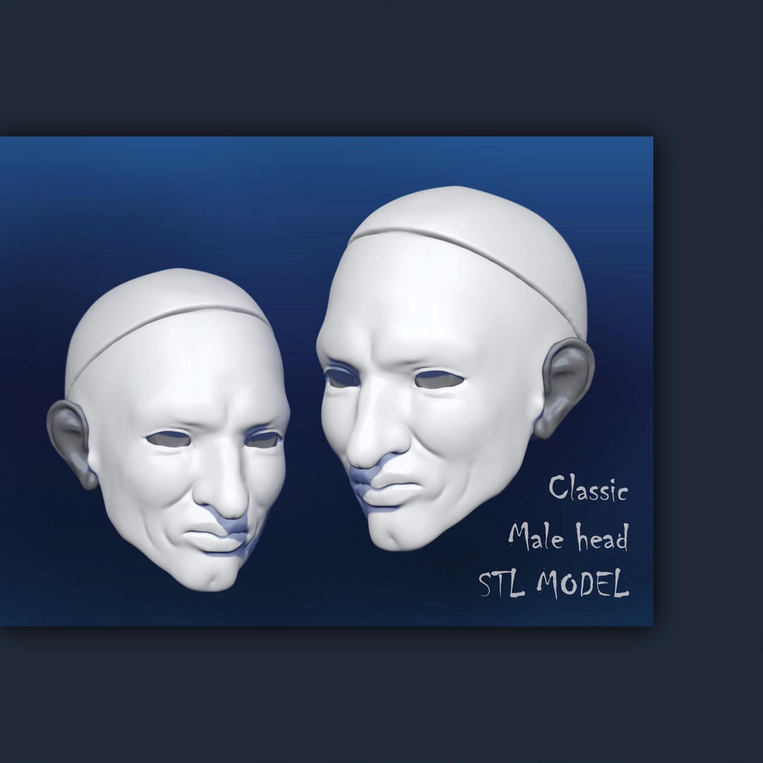 Masculine Old European Head — Realistic Modular BJD 3D Model for 32cm ...