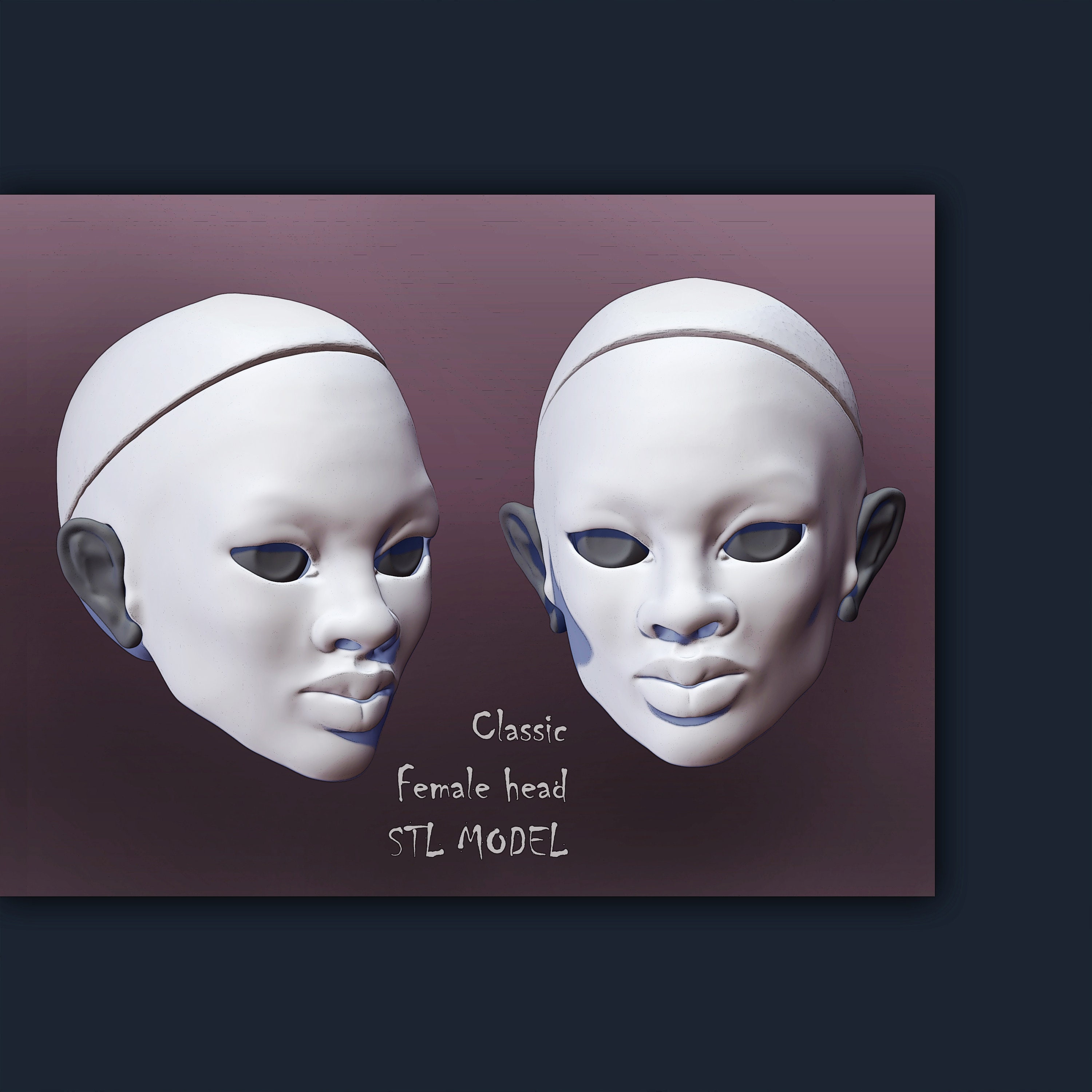 3D STL Head Female Doll African BJD Girl - Etsy