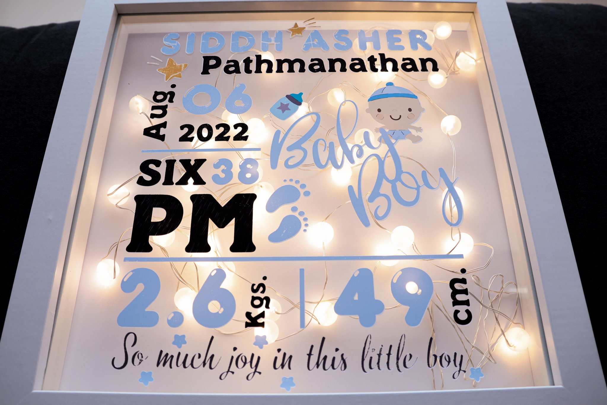 Baby Boy Girl Stat Shadow Box With Fairy Lights New Born - Etsy