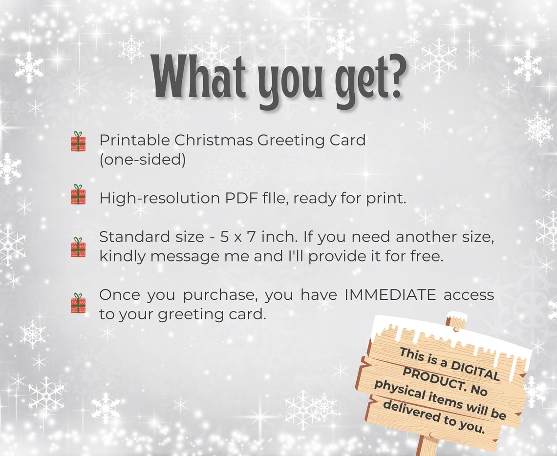 Printable Christmas Tree Card, Printable Christmas Card, Xmas Greeting ...