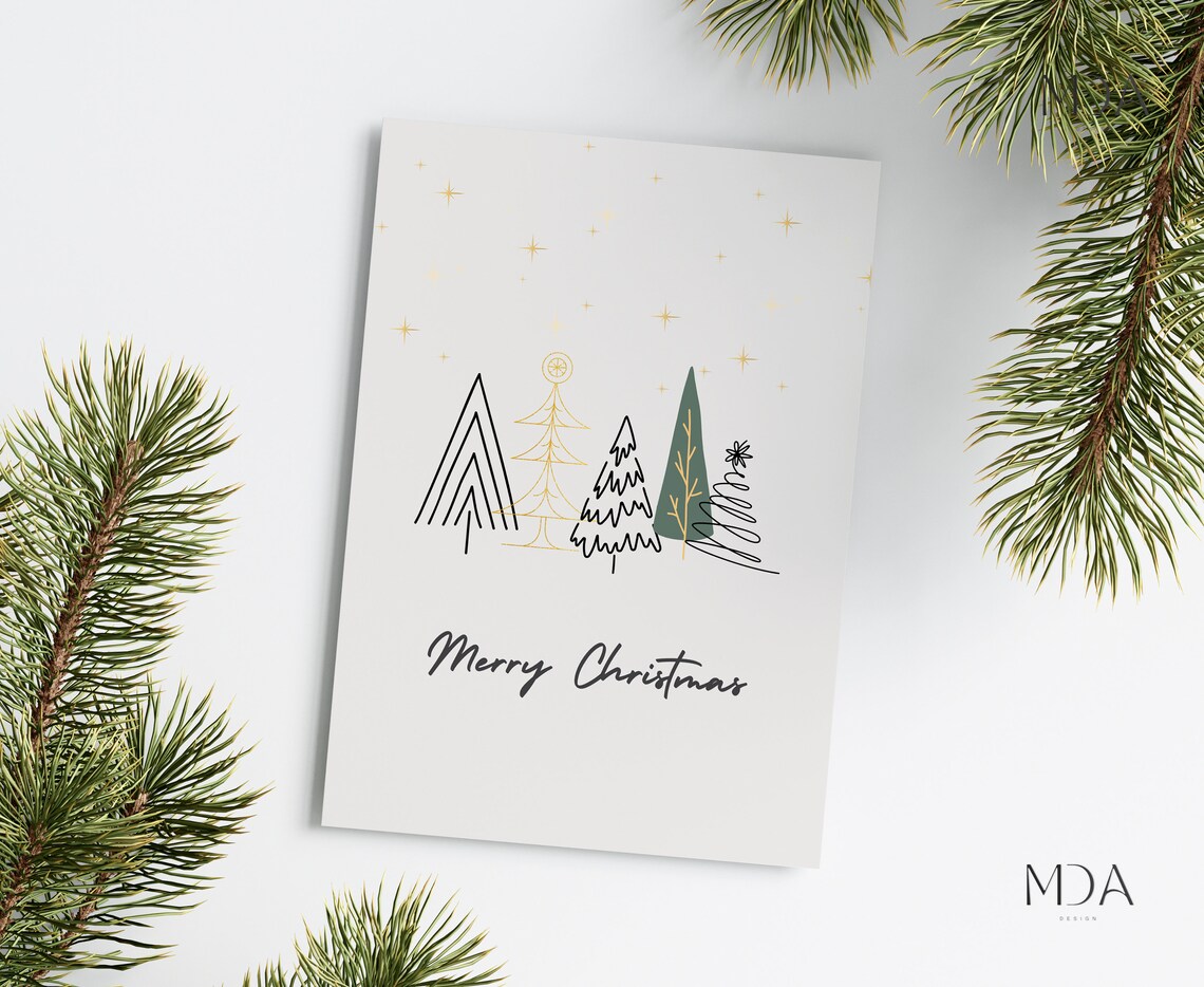 Printable Christmas Tree Card, Printable Christmas Card, Xmas Greeting ...