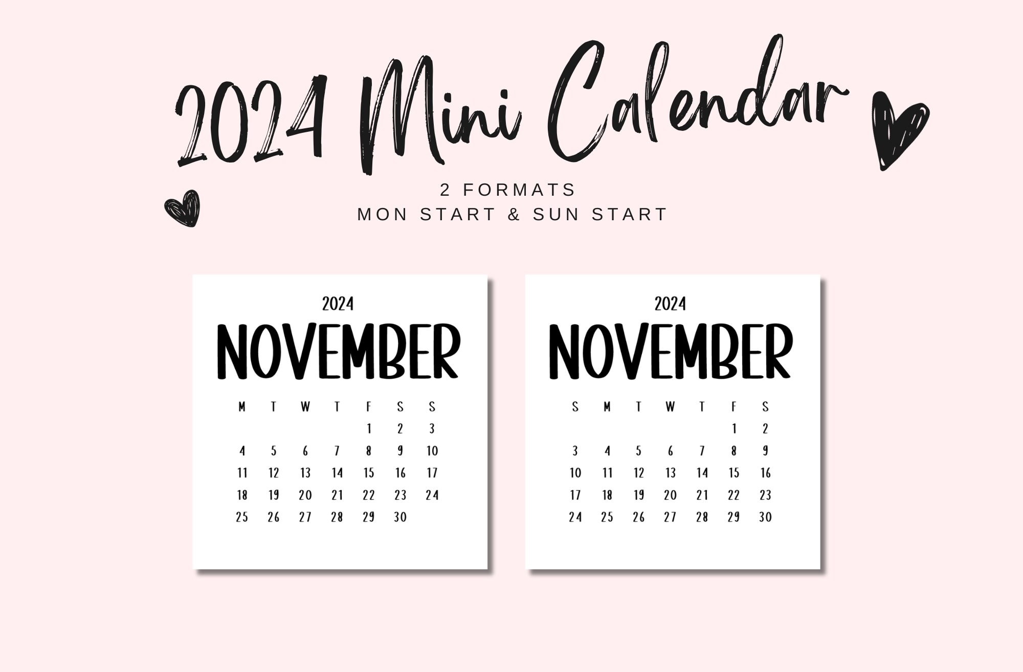 Mini Calendar 2024 Monthly Calendar 2024 3x3 Minimalist Simple - Etsy